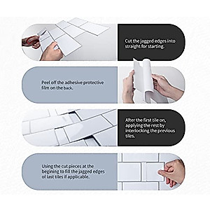 Art3d Peel and Stick Backsplash, 14x12 Subway Tiles, Faux Ceramic Tiles (10 Tiles, Thicker Version)