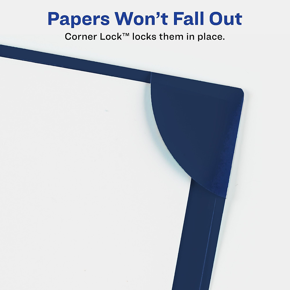 Avery Corner Lock Binder Pocket for 3 Ring Binders, Navy Blue with Clear Front, for 8.5" x 11" Documents, Acid-Free and Archival-Safe, 1 Binder Folder (47838)