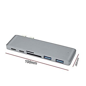 SHYPT Multifunctional USB-C Hub ，USB Hub 6 in 1 Type-C USB-C Hub Adapter Dual USB 3.0 Port