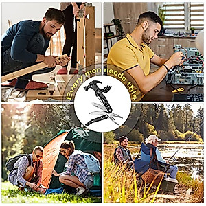 14 in 1 Multitool Hammer - All in One Tool Mini Camping Hammer, Cool Hiking Survival Gear, Multitool Gadgets For Mens Gifts, Hunting Stocking Stuffers For Men