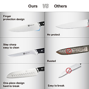 Knife Set, Hanmaster 14 Pieces German Steel Knife Sets for Kitchen with Block, Kitchen Scissors, Sharp Kitchen Knife Set for Home and Restaurants, Gift Box Packed.