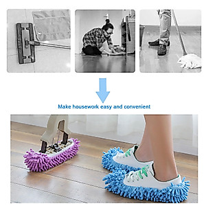 Mop Slippers Shoes Cover Dust Duster Washable Microfiber Mop Socks for Cleaning House Floor 6 Pairs(12 PCS)
