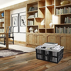 Minekkyes 3-Pack Plastic Collapsible Storage Bin/Container, 42 L Large Folding Basket Crates, Black