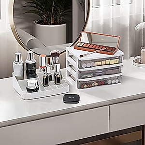 ELUCHANG Cosmetics Makeup Organizer Storage: 9.6" Detach Make Up Organizers and Storage with Clear Drawers Large Skincare Organizers for Vanity Countertop Dresser Bedroom Bathroom Desk