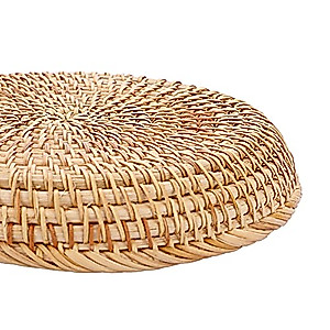 Hipiwe Small Key Basket Bowl for Entryway 7.6" Round Woven Wicker Basket Snacks Fruit Candy Serving Basket Tray Rattan Organizer Basket for Keys Wallet Cell Phone