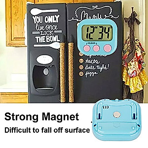 6 Pack Digital Timer for Teacher Small Timers for Kids Magnetic Back Big LCD Display Loud Alarm Minute Second Count Up Countdown with ON/Off Switch for Classroom, Homework, Exercise(3 Blue & 3 White)