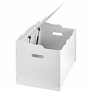 Amazon Basics Kids Toy Box, Wooden Organizer Storage Chest,White, 30" x 18" x 19"