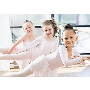 MOLLDAN Girls Dance Leotard Team Basic Long Sleeve Ballet Wear for Toddlers(2-3028-08-XL)