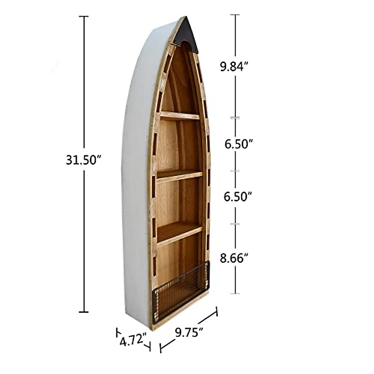 Wood Boat Shelf Standing Boat Decor, Decorative Bookshelf Boat Shelves Nautical Wall Hanging Boat for Beach Theme Bathroom Living Room Baby Nursery Floor Tabletop Coastal Farmhouse Lake House Decor