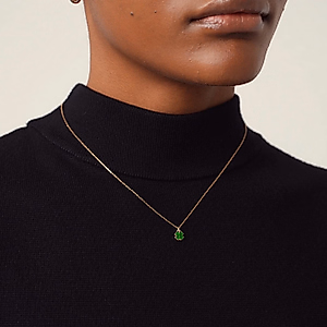 GELIN 14K Gold Enamel Green Clover Necklace | 14k Solid Gold Four Leaf Clover Neclace for Women, 18"