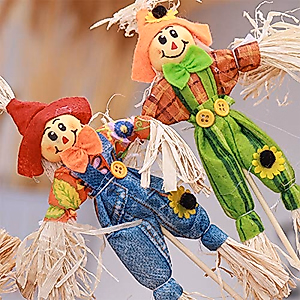 Halloween Fall Harvest Scarecrow Decoration, 8 Pack Small Standing Scarecrow Decor for Autumn, Halloween, Garden, Home, Yard, Porch, Thanksgiving Décor