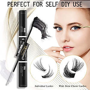 QUEWEL Cluster Lashes 72 Pcs Wide Stem Colored Eyelash Clusters& Lash Bond And Seal, Lash Cluster Glue For DIY Eyelash Extensions