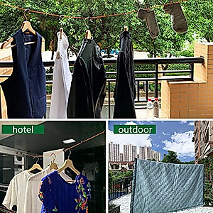 Portable Travel Clothesline Cord, Adjustable 26ft Camping Clothes line, Laundry Drying Rope for Hotel Trip,Camping,Cruise,Outdoor,Indoor, with 10Pcs Stoppers 20Pcs Windproof Clothespins