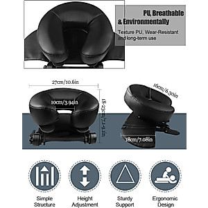 EBANKU Massage Table Face Cradle Cushion, Face Cradle Down Tabletop Massage Kit Adjustable Massage Table Headrest Face Pillow with Platform for Massage Chair SPA Bed (Black)