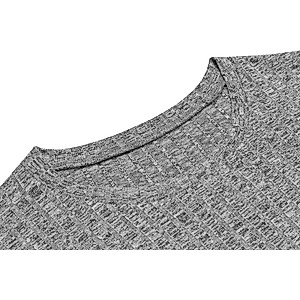 URRU Men's Muscle T Shirts Stretch Short Sleeve Bodybuilding Workout Casual Slim Fit Tee Shirts Grey M