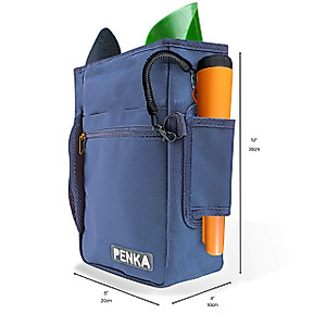 PENKA Metal Detecting Finds Bag Waist Pouch- Large 11x7x4 in. Portable Accessories Bag for Digger Tools Made from Durable 1000D Navy Nylon -Premium Quality Finds Bag with Pinpointer Loop