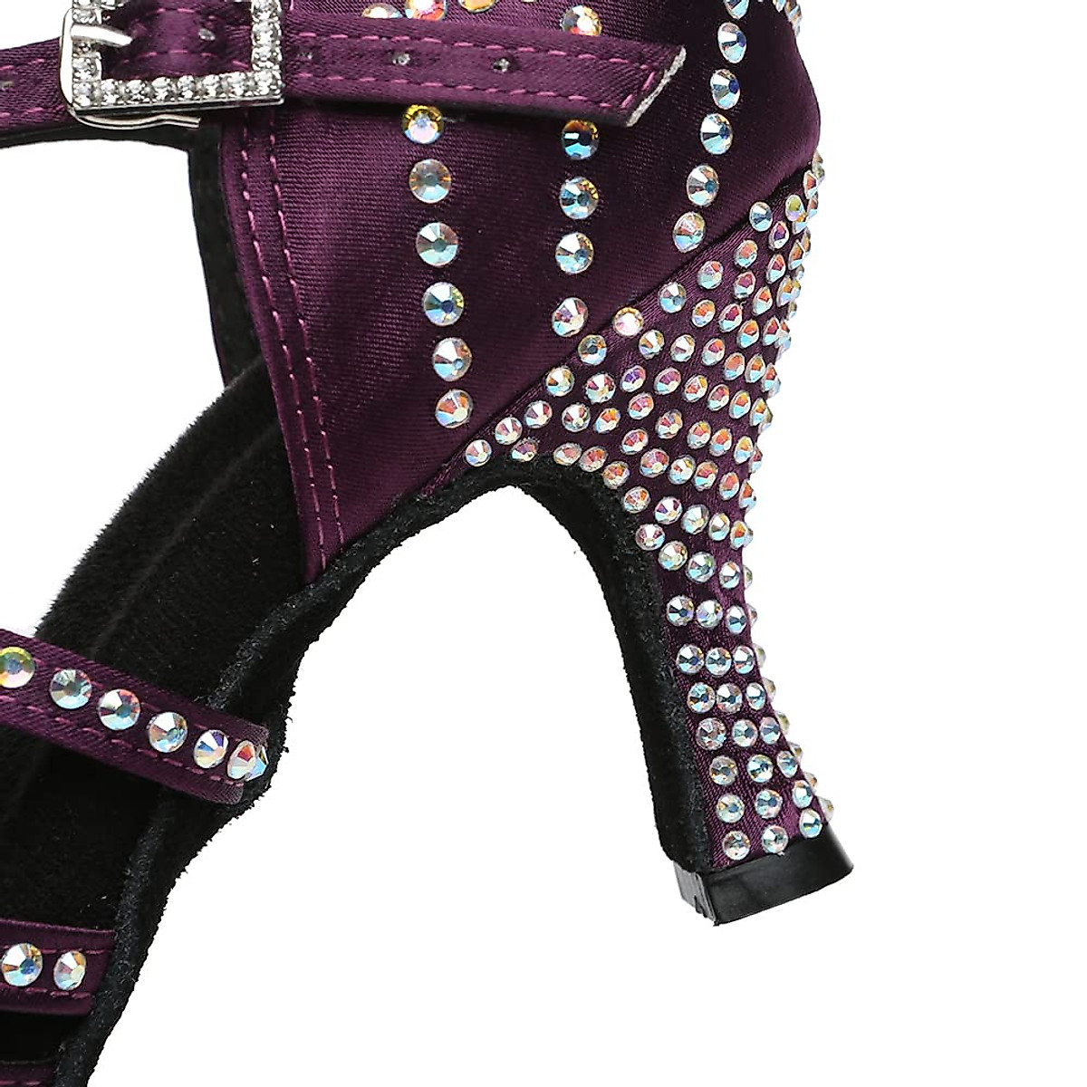 SWDZM Women's Latin Dance Shoes Rhinestone Ballroom Salsa Chacha Professional Performance Practice Dancing Shoes,L483-Purple-7.5,US 5.5