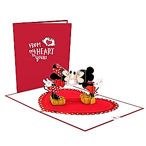 Lovepop Disney's Mickey & Minnie Heart to Heart Pop Up Card, 5x7-3D Greeting Card, Pop Up Card for Mom, Anniversary Card for Wife, Love Card, Thinking of You