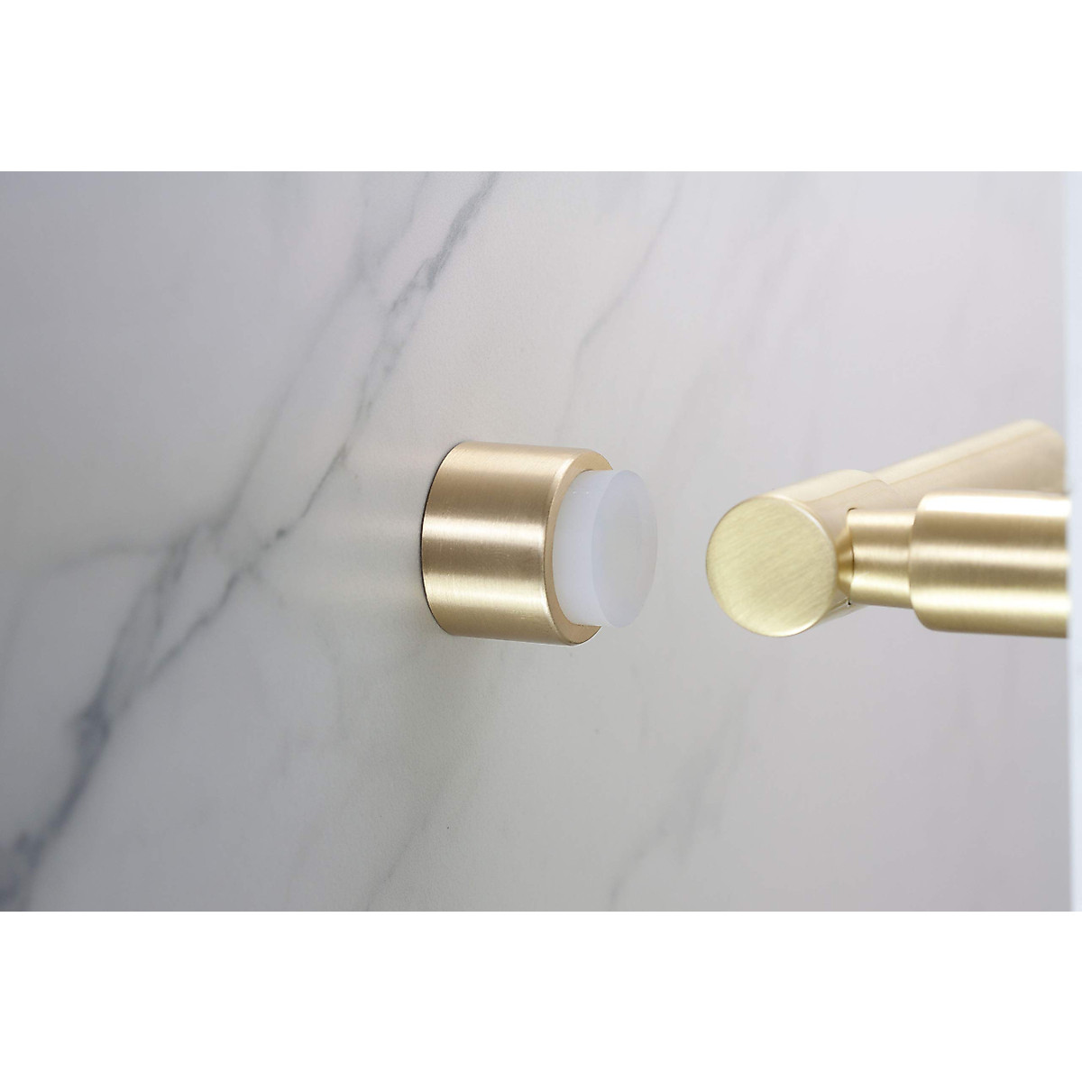 EVI | Wall Adhesive Doorstop | 1.1'' X 1.1'' | White Rubber | Brass Finished Matte | Great Adherence | 100% Functional | Mod. 198/28