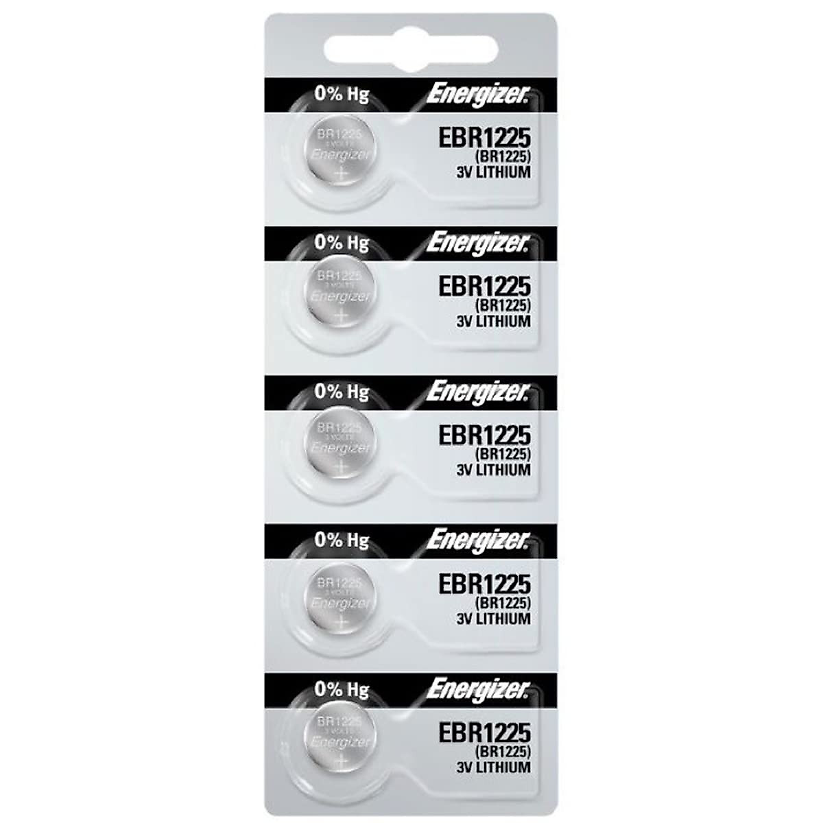 2 X Energizer EBR1225 (BR1225, CR1225) Lithium Coin Cell, On Tear Strip (Pack of 5)