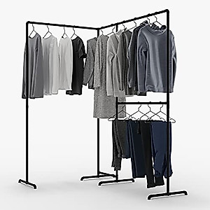 pamo Industrial Design garment rack - LAS Edge - freestanding Coat Rack for Walk-In Wardrobe Wall I Clothes Rack Made of Black Sturdy Pipes freestanding from Water Pipes