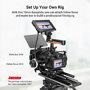 SmallRig Lightweight Base Plate Riser System with Dual 15mm Rod Clamp, Base Plate Magnesium Alloy Version, w/Plate for Manfrotto Style, 40% Lighter - 3067