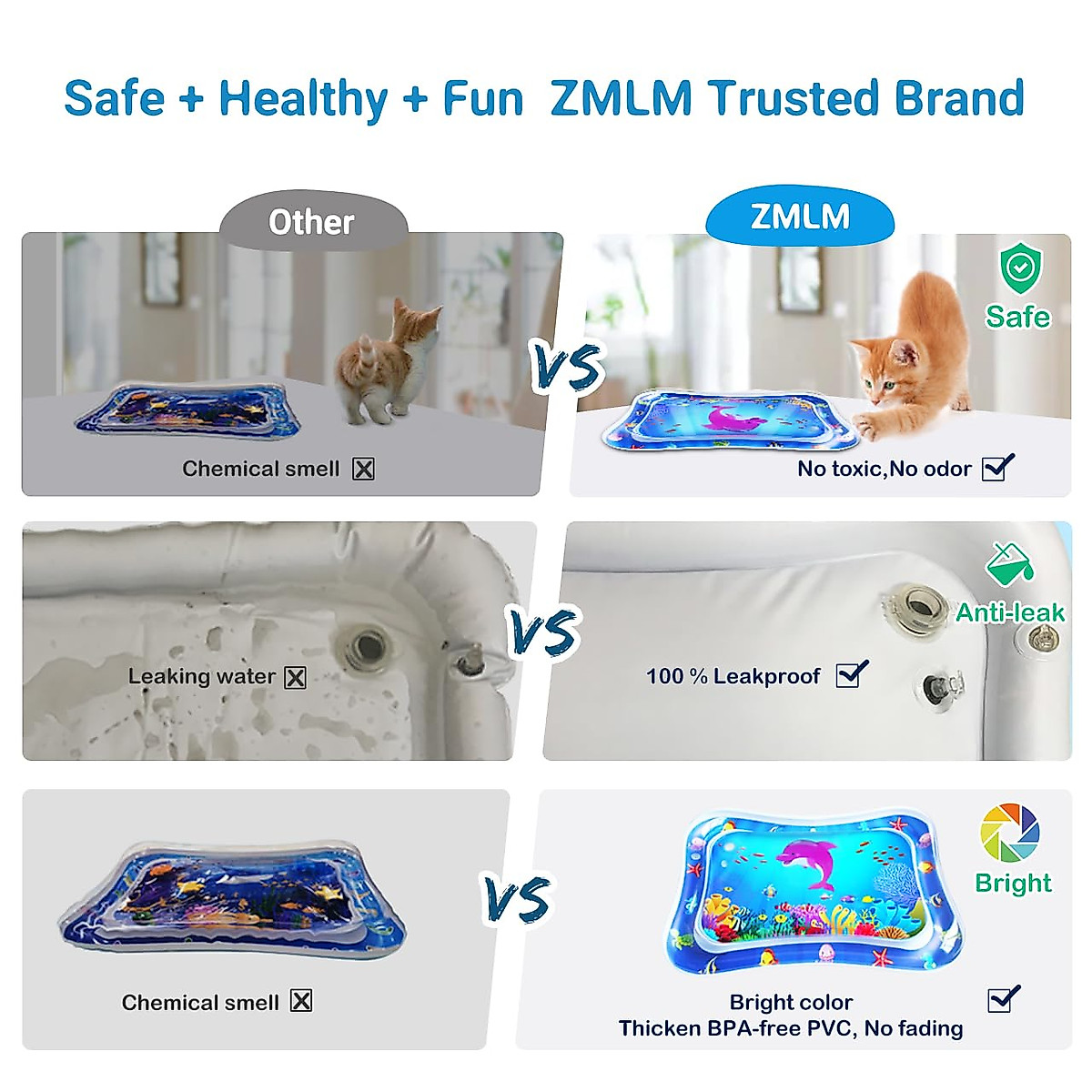 ZMLM Baby Tummy-Time Water Mat - Infant Water Play Mat Water Playmat Sensory Pad Baby Stuff for 3 6 9 12 Months Newborn Toddler Boys Girls Best Gift Fun Indoor Activity Item Game