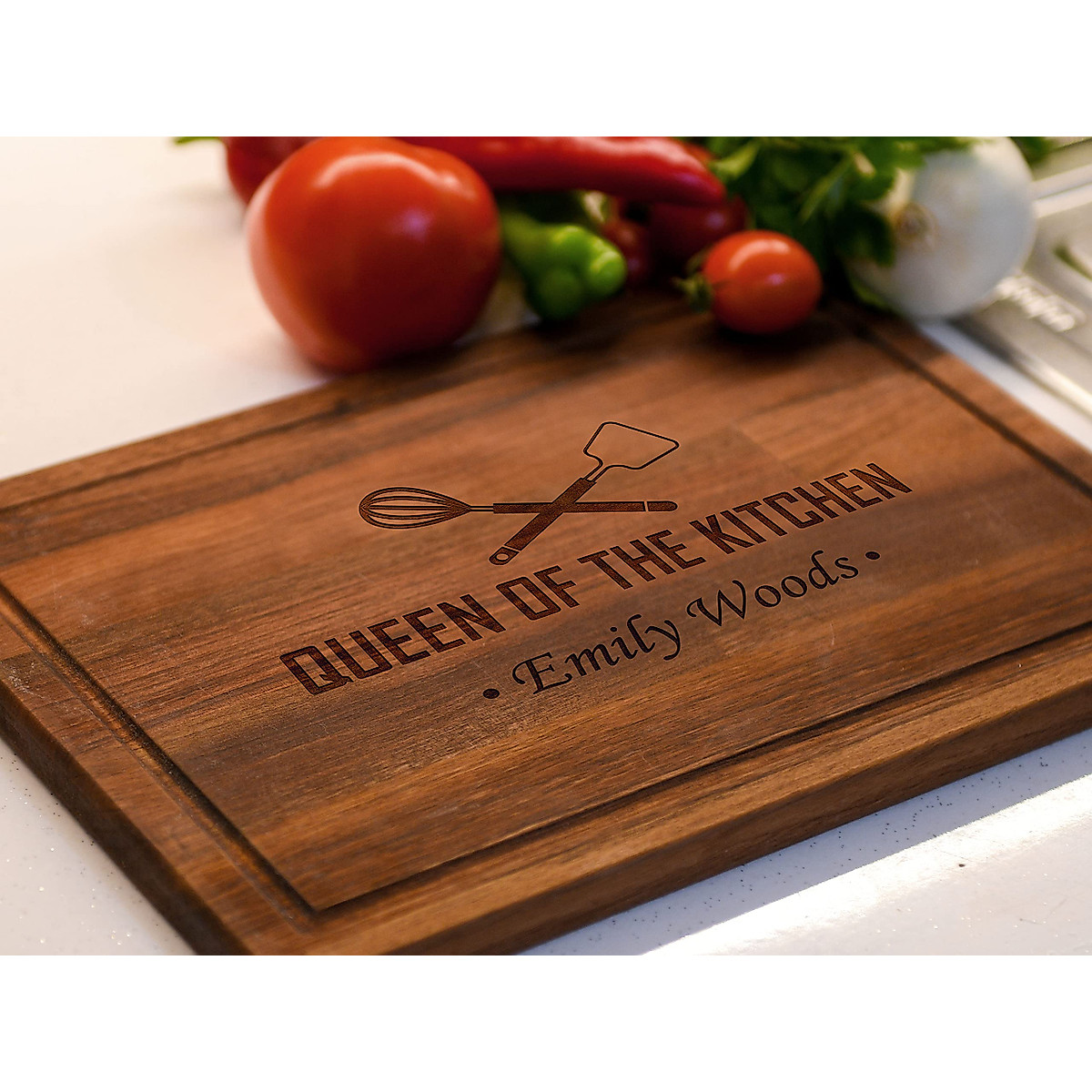 Mom Gifts for Mothers Day, Personalized Cutting Board for Kitchen, Queen of the Kitchen, Custom Women Gifts, Mother's Day Gift for Mama, Grandma, Sister, Wife, Custom Board for Birthday, Anniversary