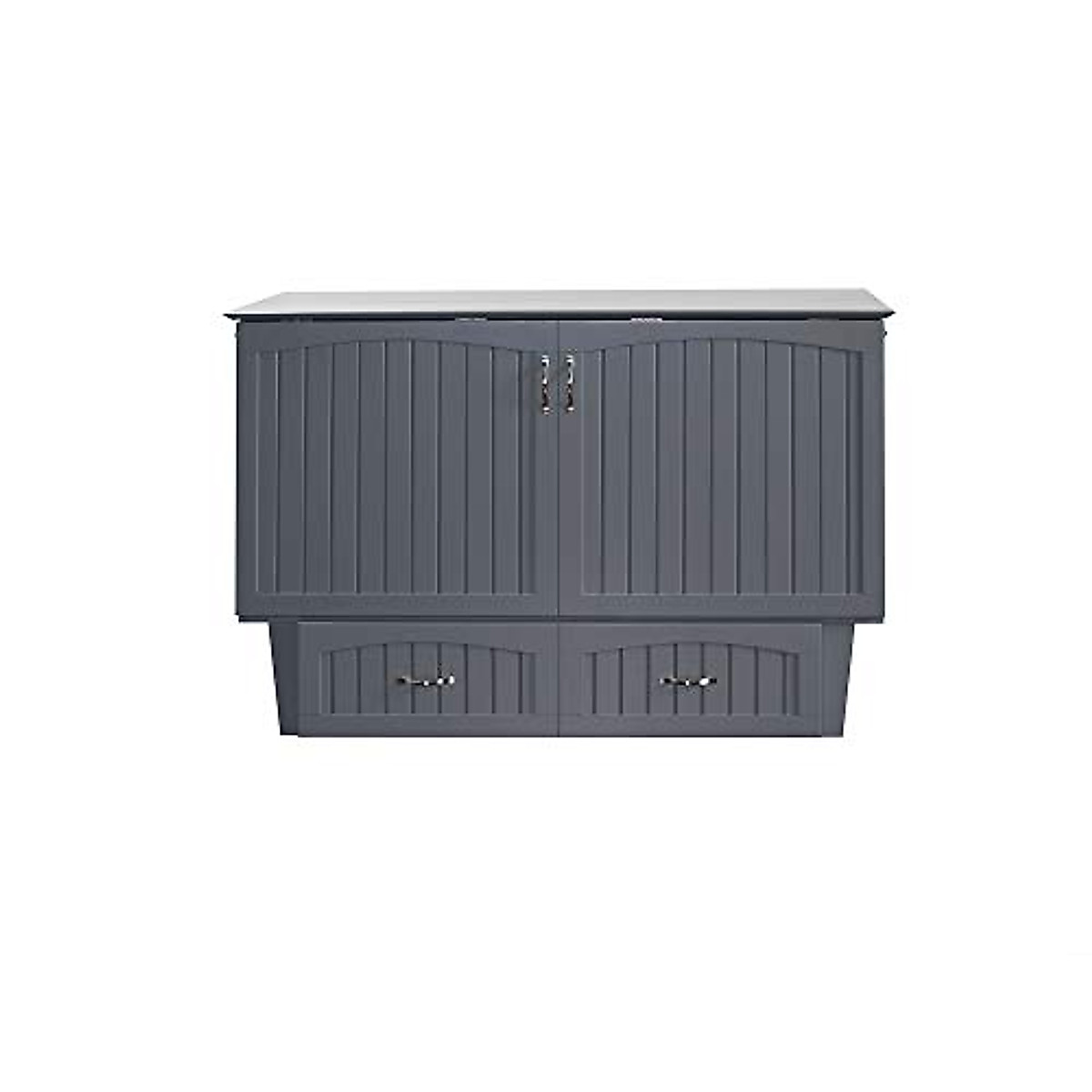 AFI Nantucket Murphy Bed Chest Queen Grey with Charging Station & Cool Soft Mattress
