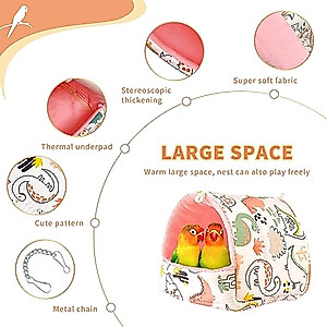 HPAWHOMEPART Parrot Bird Bed Hammock Winter Warm Bird Plush Nest Toy for Parakeet Comfortable Hanging Bird Bed for Cage (XL, Grey)