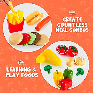 JOYIN 200 Pieces Kids Play Food Toy, Deluxe Pretend Play Set, Kids Kitchen Accessories with Realistic Colors, Toddler Birthday Gift, Party Toys