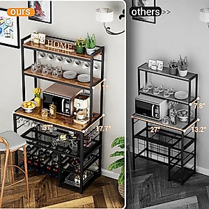 yacchi home Buffet Cabinet with Storage Double-Layer Design,47" Large Sideboard Cabinet with 3 Drawers and Movable Laminate, Durable Wood Coffee Bar Cabinet for Kitchen Dining Room (Black)