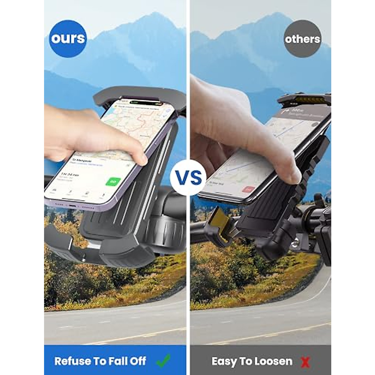 COICER Bike Phone Holder, Motorcycle Phone Mount Motorcycle Handlebar Cell Phone Clamp, Scooter Phone Clip for iPhone 14 Plus/Pro Max, 13 Pro Max, S9, S10 and More 4.7" - 6.8" Smartphones