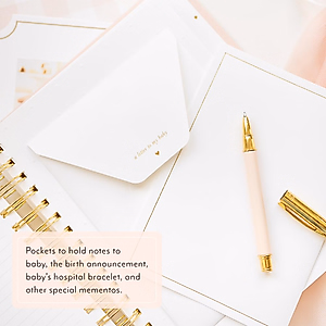 Sugar Paper Baby Keepsake Book - Memory Book from Pregnancy to First Year - Milestone Journal with Pocket Storage - Baby Shower Idea - Gender Neutral Gift - Cloth Hardcover - Mist Green