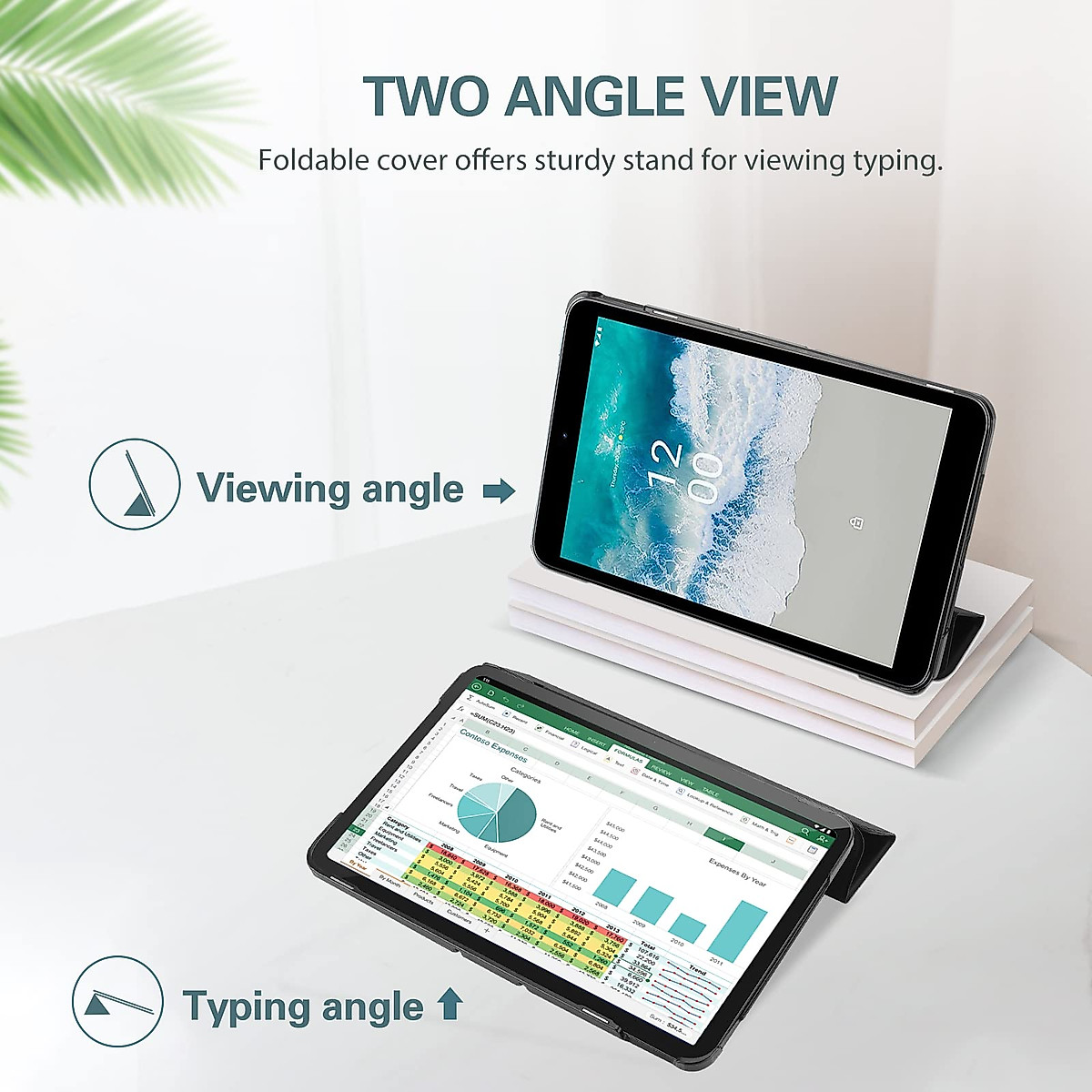 ProCase for Nokia T10 Tablet Case 8.0 Inch 2022, Trifold Slim Stand Cover Hard Shell Folio Lightweight Case Smart Cover for 8.0” Nokia Tablet T10 2022 Release -Black