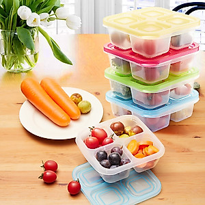 Gtthry Bento Snack Boxes,4-Compartment Snack Containers,Stackable Food Storage Containers with Lids,Reusable Bento Lunch Boxes,BPA Free Lunch Containers,Food Containers Dishwasher Safe(5 Pack)