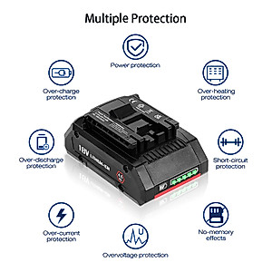 JIALIPOK 18V 4.5Ah Replacement Battery for Bosch 18v Battery GBA18V40 BAT609 BAT609G BAT618 BAT618G BAT619 BAT619G BAT622 BAT620 SKC181-202L for 18v Bosch Tools