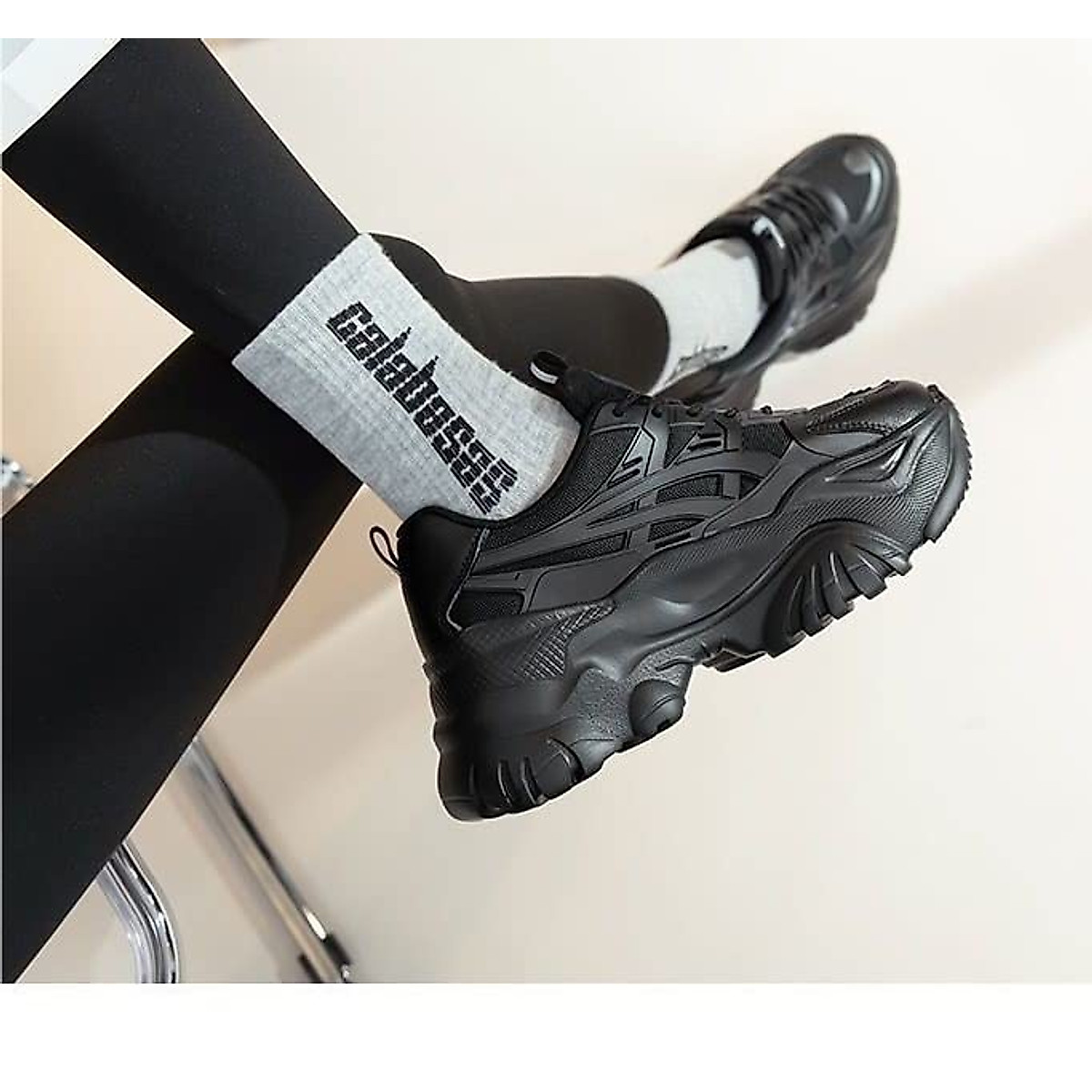 Tzsaixeh Women Walking Sneakers Casual Comfortable Breathable Lightweight Mesh Non Slip Fashion Shoes (Color : Black, Size : 5.5)