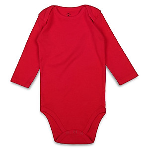 ROMPERINBOX Unisex Solid Baby Bodysuit 0-24 Months (12-18 months, Red long sleeve)