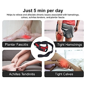 Fascia Stretcher & Foot Stretcher for Plantar Fasciitis with Massage Ball, Achilles Tendinitis, Foot Drop, Yoga Foot & Leg Stretching Strap (Red)