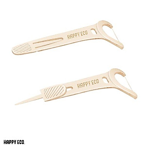 Natural Dental Floss Picks (200) - Vegan, Sustainable, Reusable Floss Sticks for Adults and Kids with Dental Pick - Plaque Remover for Teeth Cleaning - Tooth Picks Flossers - Eco Friendly Floss Picks