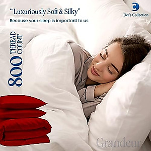 Dee's Collection 800 Thread Count King Size Duvet Covers Egyptian Cotton Blood Red Solid Ultra Soft and Breathable 3 Piece Set Quilt Cover with Zipper Closure & Four Corner Ties