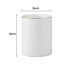 LifePassion Pen Pencil Holder for Desk, Ceramic Pen Pencil Cup, Stylish Desk Pen Organizer, White