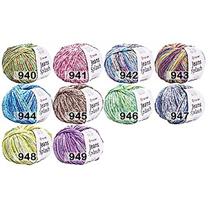 YarnArt Jeans Splash - Variegated Sport Yarn 55% Cotton 45% Acrylic 1 Skein/Ball 50 gr 174 yds Cotton Yarn Knitting Yarn Soft Yarn amigurumi Cotton Yarn (944)