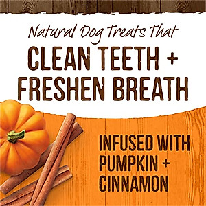 Merrick Fresh Kisses Natural Dental Chews, Treats Infused with Pumpkin and Cinnamon for Tiny Dogs 5-15 Lbs - 5.3 oz. Pouch