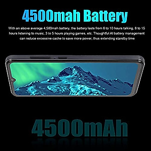 Dilwe M13 4G Unlocked Cellphone, 6.53in HD Screen Smartphone, 4G 5GWIFI Dual SIM Slots Mobile Phone, 6GB RAM 128GB ROM, Face ID Unlocked Mobile Phone for Android12, M13-Black