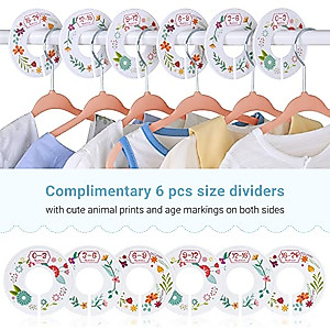 TARANCH Velvet Baby Hangers for Closet, Wrinkle Free & Non Slip Baby Clothes Hangers for Kids Toddler Infants - Pink Kid Hangers with 6 Dividers - Slim Children Hangers Space Saving, 30 Pack