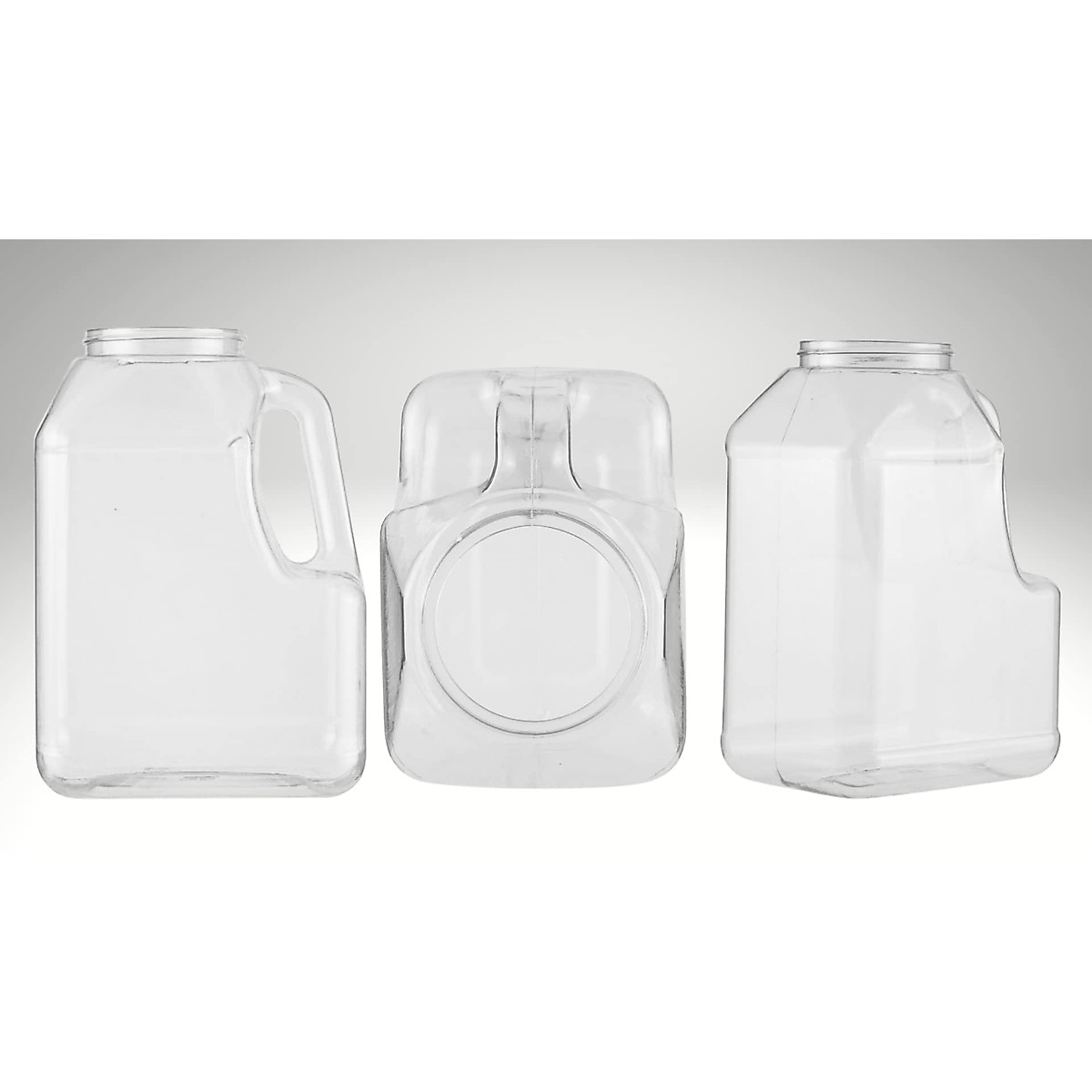 1 Gallon Clear Plastic Jars with Screw On Lids, BPA Free, PET Plastic, Made in USA, Bulk Storage Containers ( Pack of 3)