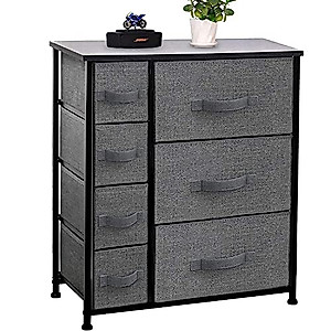 CERBIOR Wide Drawer Dresser Storage Organizer 9-Drawer 7-Drawer Closet Shelves, Sturdy Steel Frame Marbling Wood Top with Easy Pull Fabric Bins for Clothing, Blankets