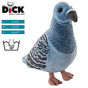 Carl Dick Dove, Pigeon blue 8 inches, 24cm, Plush Toy, Soft Toy, Stuffed Animal 3299